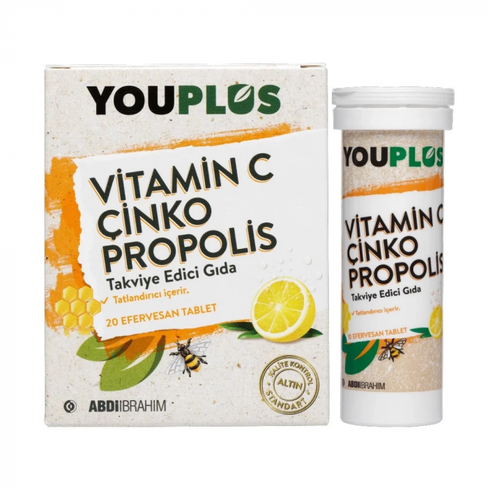 Youplus Vitamin C, Çinko & Propolis 20 Efervesan Tablet - Abdi İbrahim