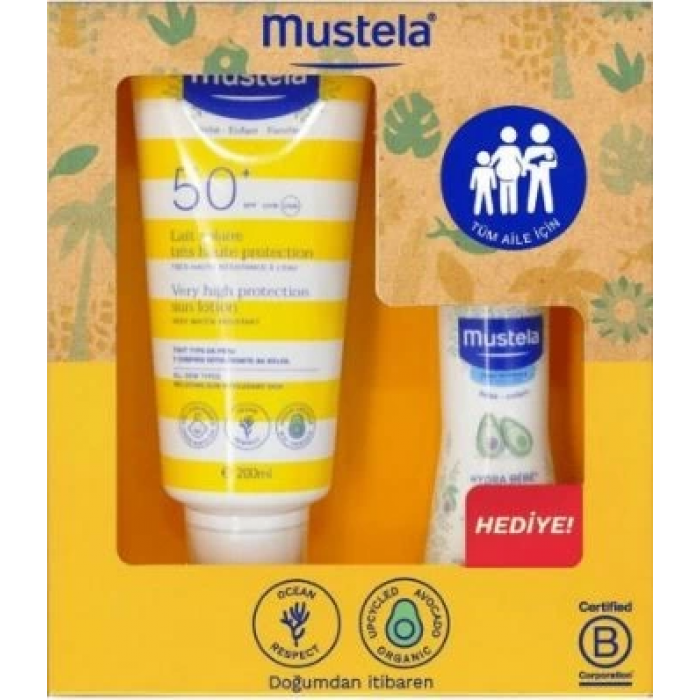 Mustela Güneş Losyonu Spf50 200 Ml + Mustela Hydra Bebe 100 Ml