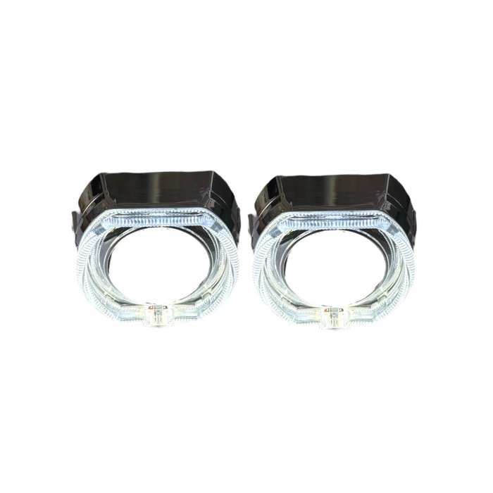 2.5 İNÇ DÜZ Bİ XENON MERCEK KARE MODEL BEYAZ ANGELLİ KAPAK SET