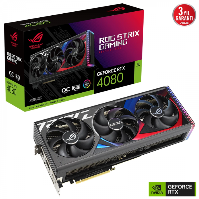 Asus Rog Strix RTX 4080 OC Edition 16GB GDDR6X 256Bit DX12 Nvidia Ekran ...