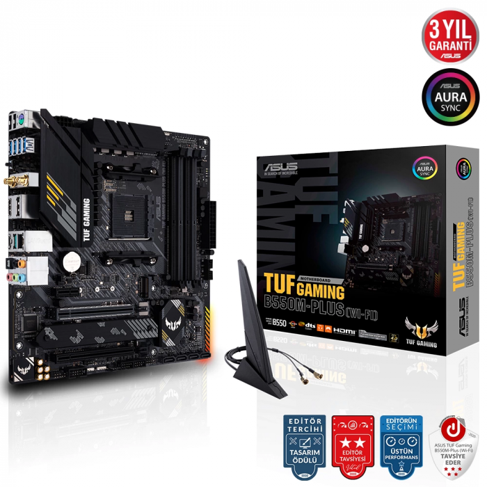 ASUS TUF GAMING B550M-PLUS (WI-FI) AMD B550 AM4 DDR4 4400 DP HDMI Çift ...