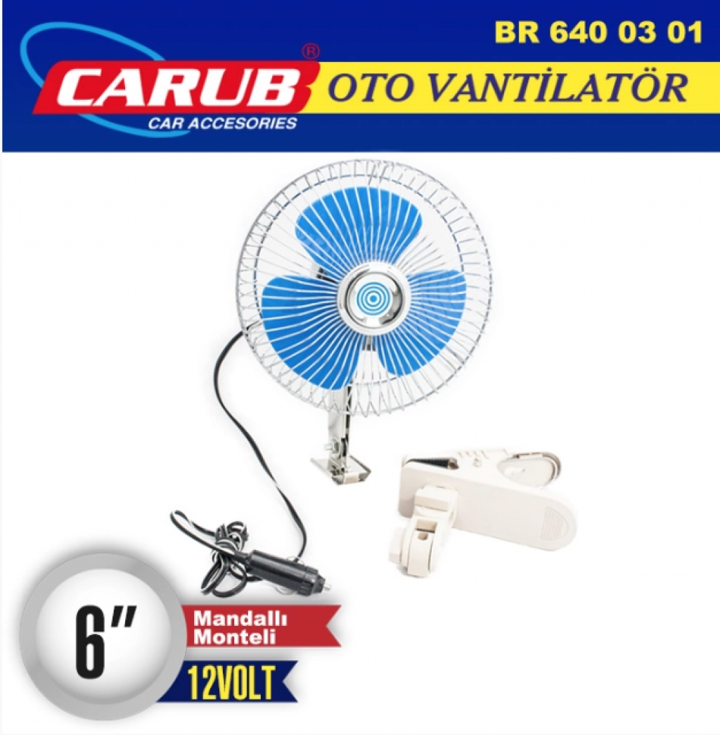 CARUB BR640 03 01 ARAÇ VANTİLATÖRÜ 12V 6" VANTUZLU