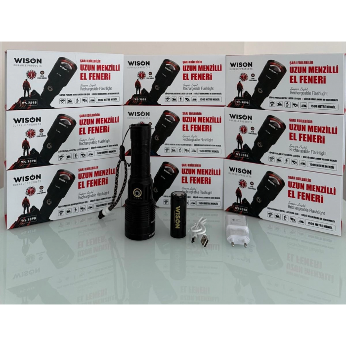 WISON WS-3898 UZUN MENZİLLİ EL FENERİ