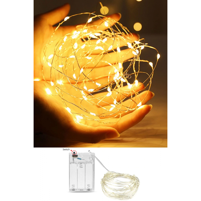 Pilli Tel Peri Led Dekoratif Sarı Led Işık Aydınlatma