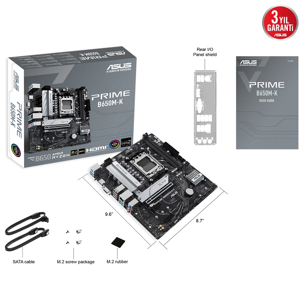 Asus Prime B650M-K MATX RGB M.2 DDR5 AM5 Anakart Fiyatı