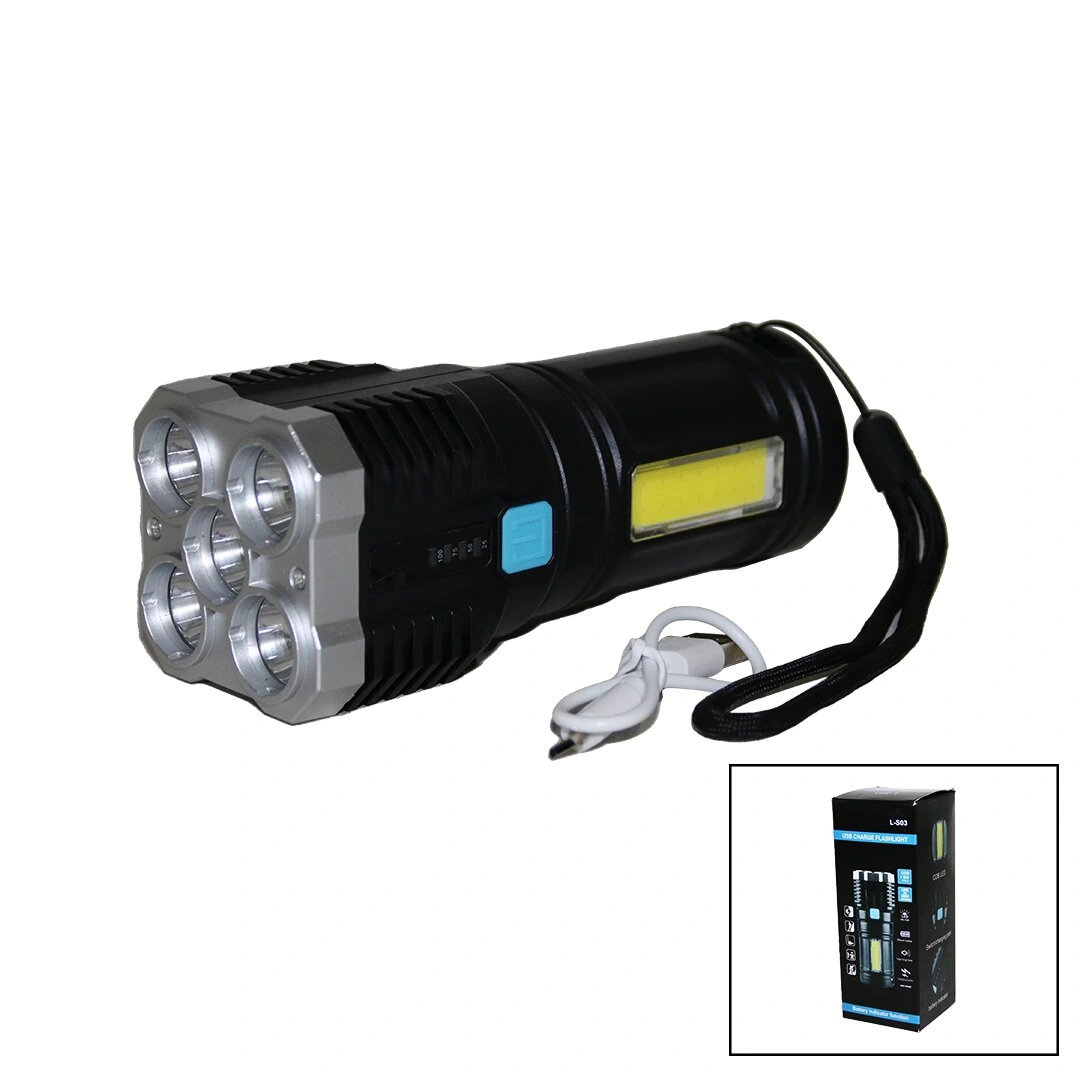 USB CHARGE FLASHLIGHT L-S03 ( 5IN1 + COB LED ) USB ŞARJLI EL FENERİ*160 ...
