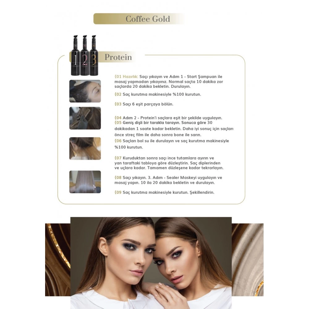 Coffee Gold Keratin Salon Promo Set 3* (Step 1 Shampoo, Step 2 Keratin ...