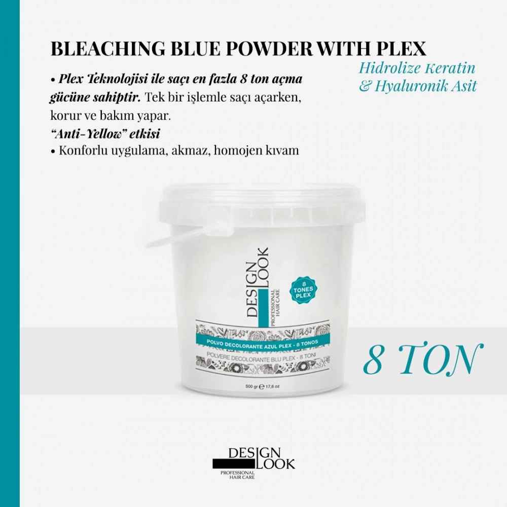 Desıgnlook Sachet Plex 8 Tones Deco Bleach Powder Blue Anti Yellow 500 GR