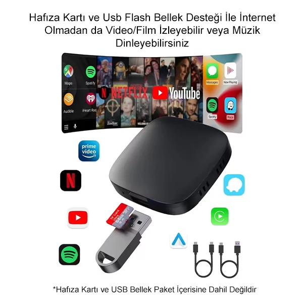 Kablosuz Car play Youtube Netflix Haritalar Android Auto Adaptör Türkçe ...