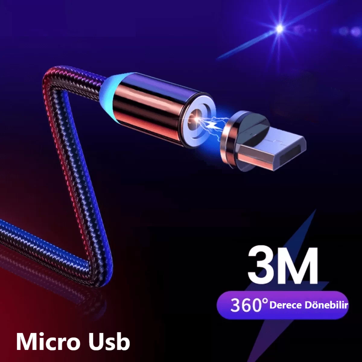 M knat sl Manyetik Micro Usb Data arj Kablo