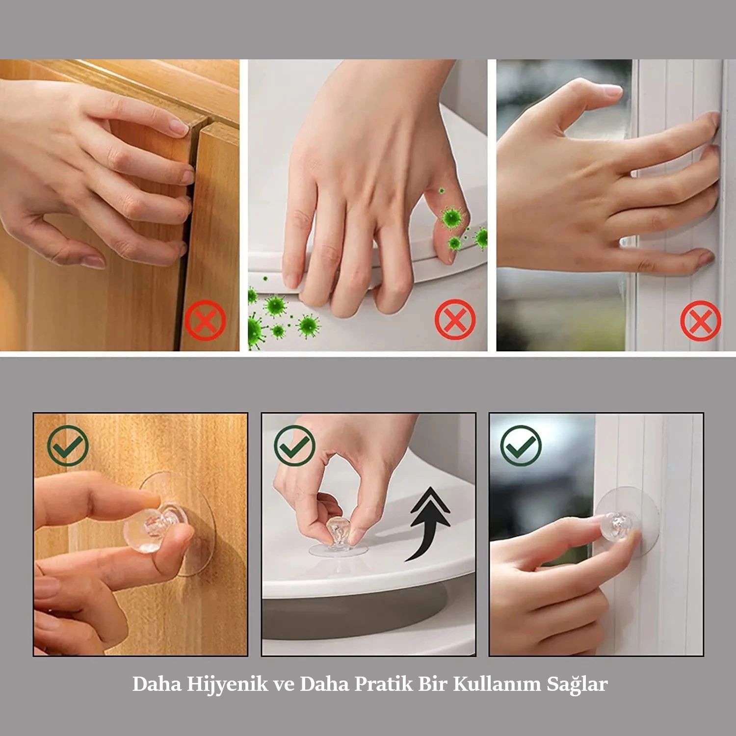 4 Adet Çok Amaçlı Yapışkan Kristal Tutacak Kulp