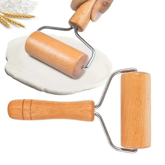 Ahşap Saplı Rulo Hamur Açıcı Merdane Pürüzsüz