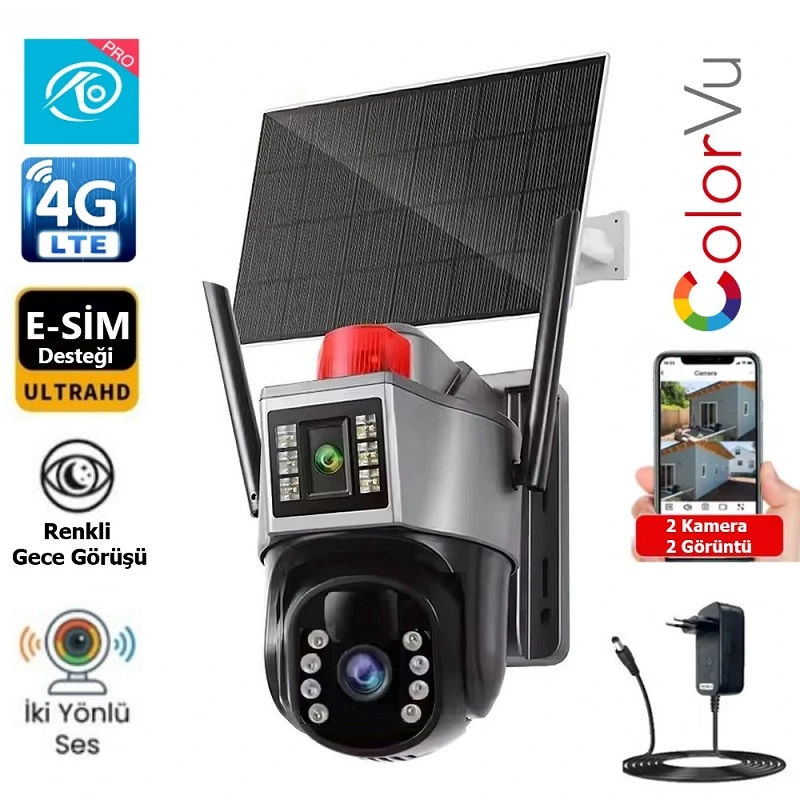 O-Kam 7015 4G Sim Kart Özellikli 360 Dönebilen Ultra HD Çift Lens Güneş ...