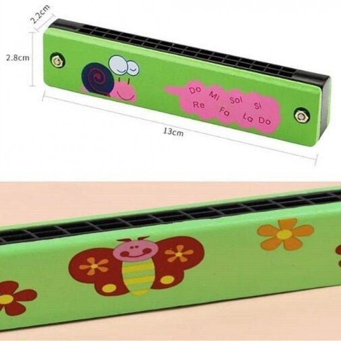 Ahşap Mızıka 16 Delikli Çift Sıralı Renkli