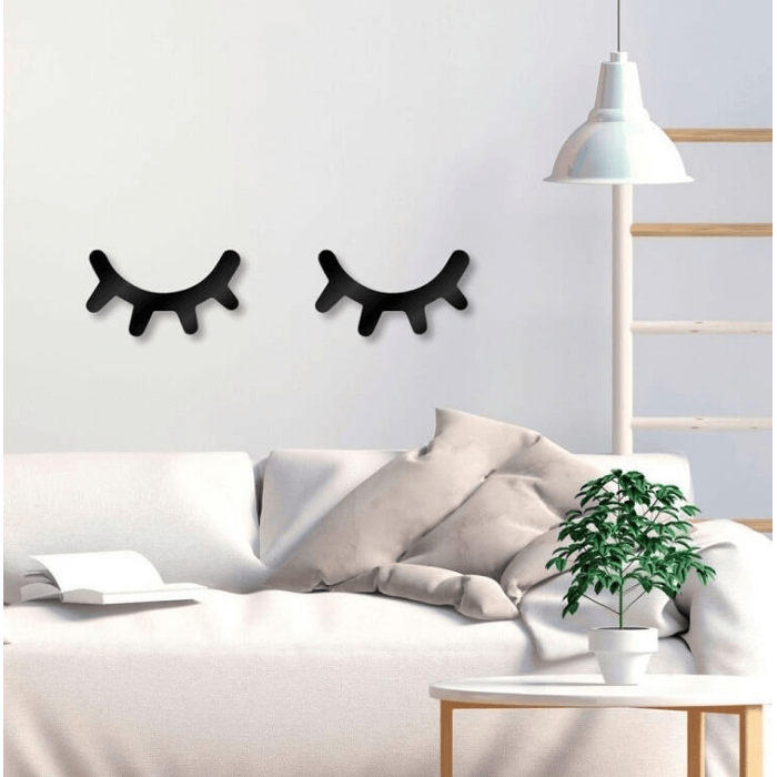 Kirpik Ahşap Lazer Kesim Duvar Dekoru 2 Li