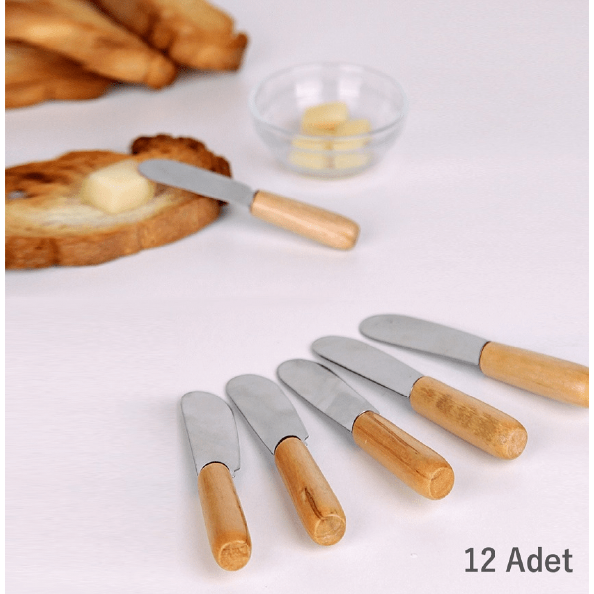 12 Li Bambu Saplı Lüx Tereyağı ve Reçel Bıçağı