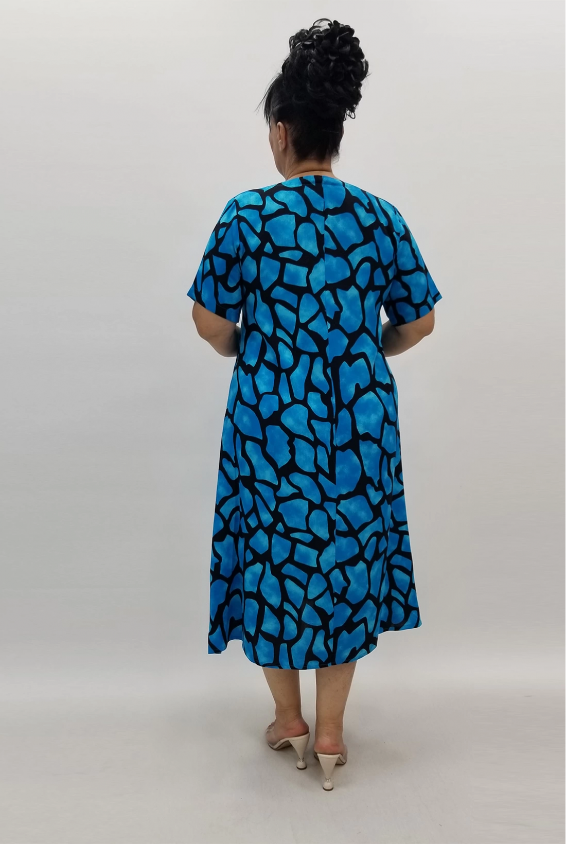 Miraggio Büyük Beden Elbise 99929 SİYAH/MAVİ