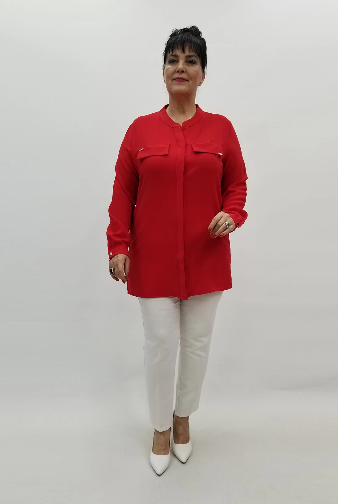 Miraggio Büyük Beden Bluz 99442 KIRMIZI