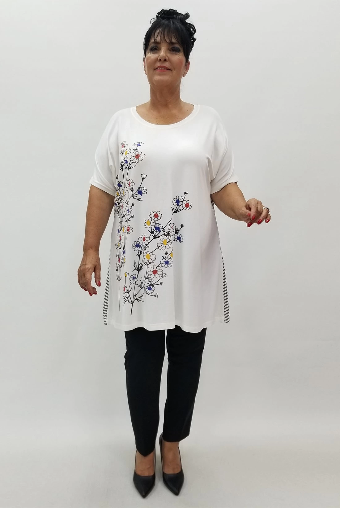 Miraggio Büyük Beden Tunik 99877 BEYAZ/GRİ