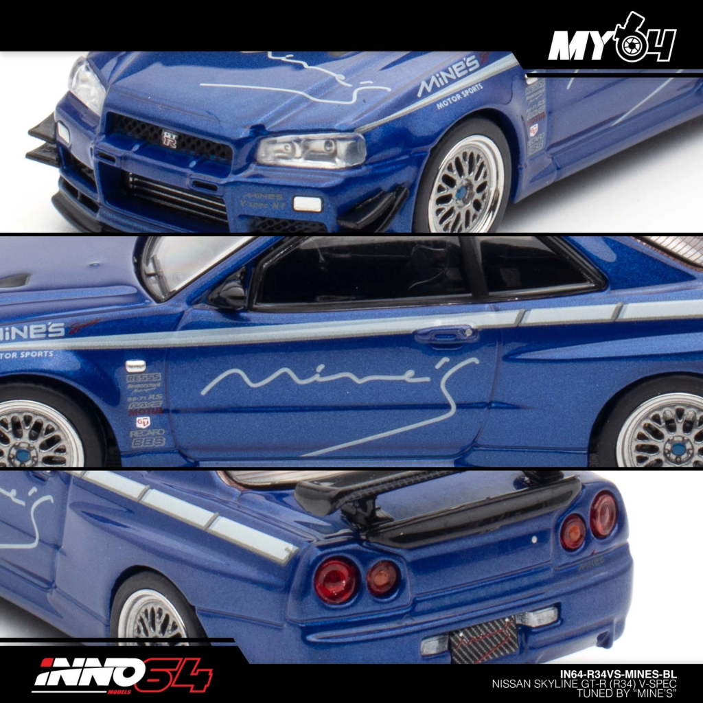 Inno 1/64 Nissan Skyline GT-R (R34) V-SPEC Tuned by "MINE'S" IN64-R34VS ...