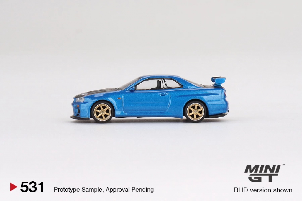 Mini GT Nissan Skyline GT-R R34 Bayside Blue 1:64 Diecast Model Araba ...