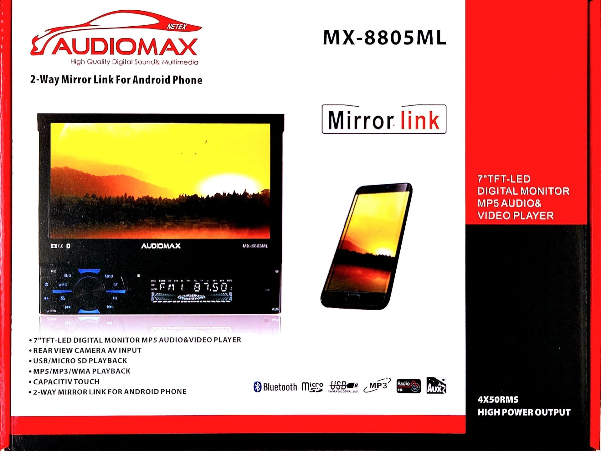 Audiomax Mx 8805ML İndash 4×50W Multimedya Teyp