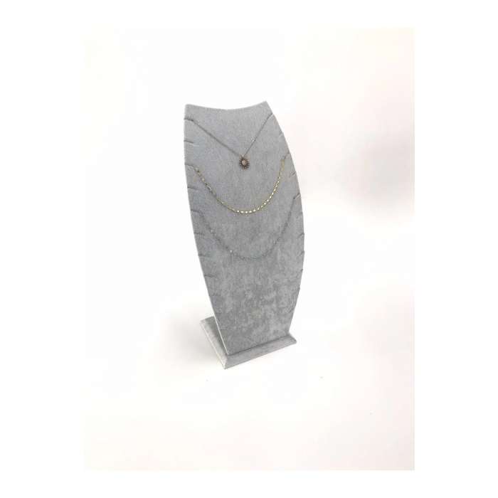 Dubai Model Süet Kumaş Gri Renk 25/12 Cm Kolye -zincir Ayaklı Stand