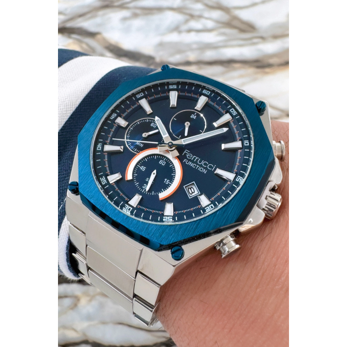 Ferrucci Function 3 ATM Çelik Kordon&Kasa Erkek Kol Saati+Bileklik zmfer091