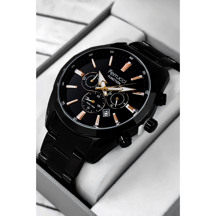 Ferrucci Function Erkek Kol Saati Siyah Renk Çelik Kordon&Kasa 3 ATM ...