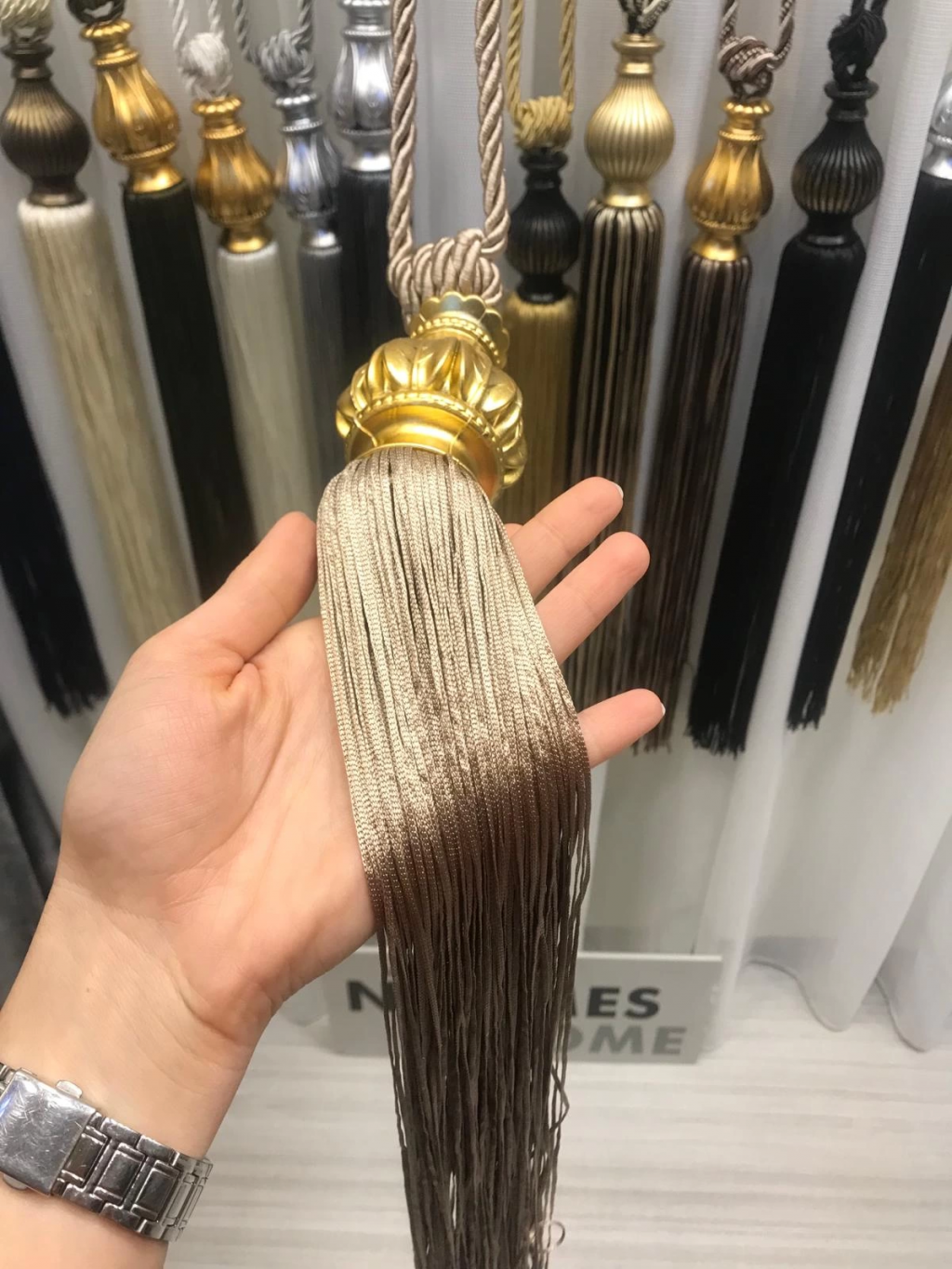 NİVEMESHOME CREAM FRINGED CEILING DRAPERY BRACKET