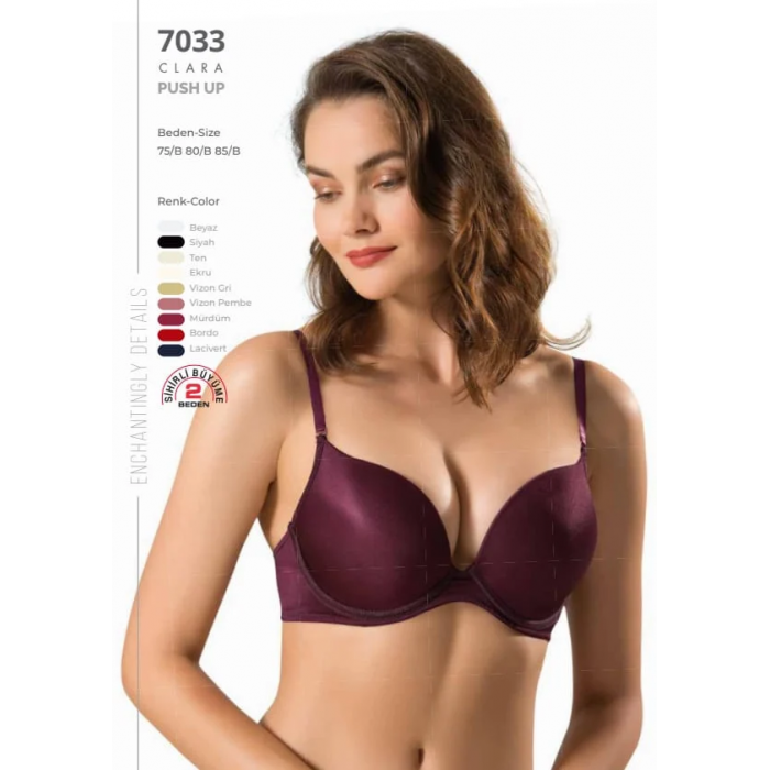 LE JARDİN 7033 MICRO COATED MAGICAL BRA WHICH MAKES 2 SIZE LARGER - PURPLE