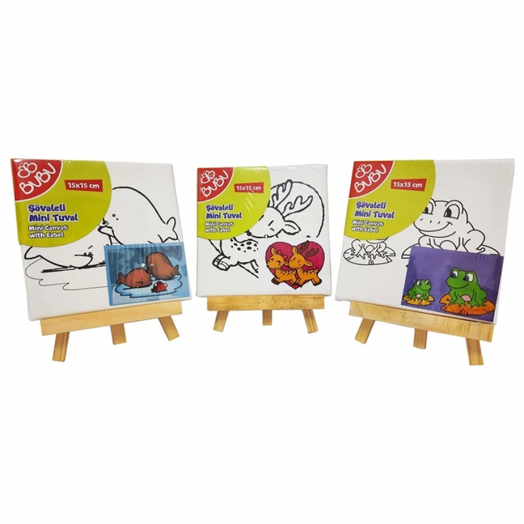 BU-BU MİNİ ŞÖVALELİ TUVAL SETİ 15X15CM