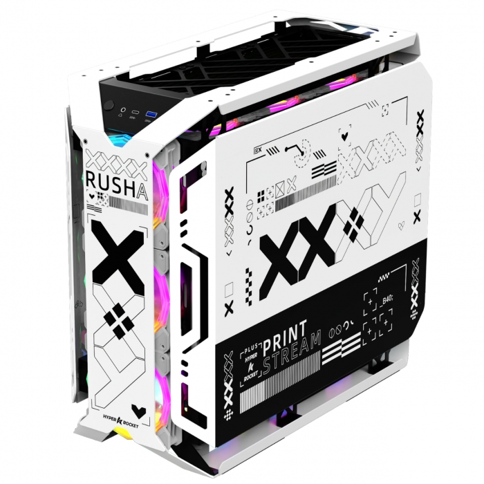 Hyper Rocket X-ERA PRO ATX RGB Open Frame Gaming Kasa | Beyaz