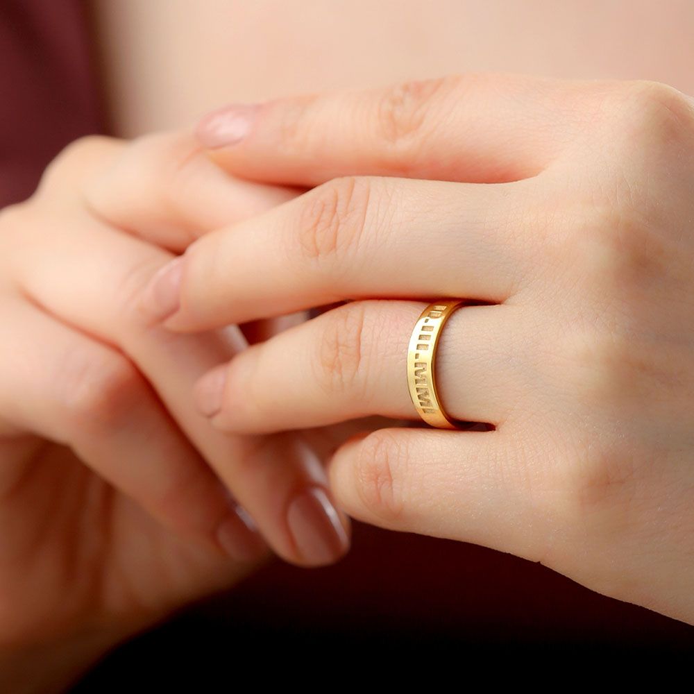 925 Ayar Gümüş Kişiselleştirilebilir Romen Rakamı Tarihli Yüzük | İpek ...