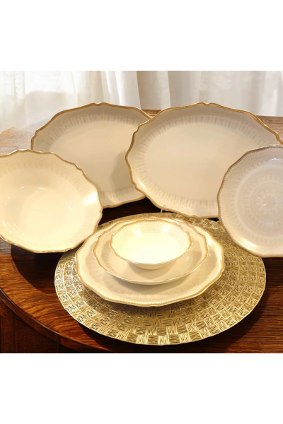 Zuccara Maison Elizabeth Altın İşlemeli Porselen 25 Parça 6 Kişilik ...