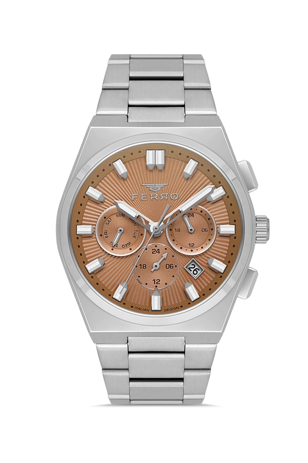 Ferro Gümüş Çelik Kordon Erkek Kol Saati FM43027A-A7 Tüm Fonksiyonlar ...