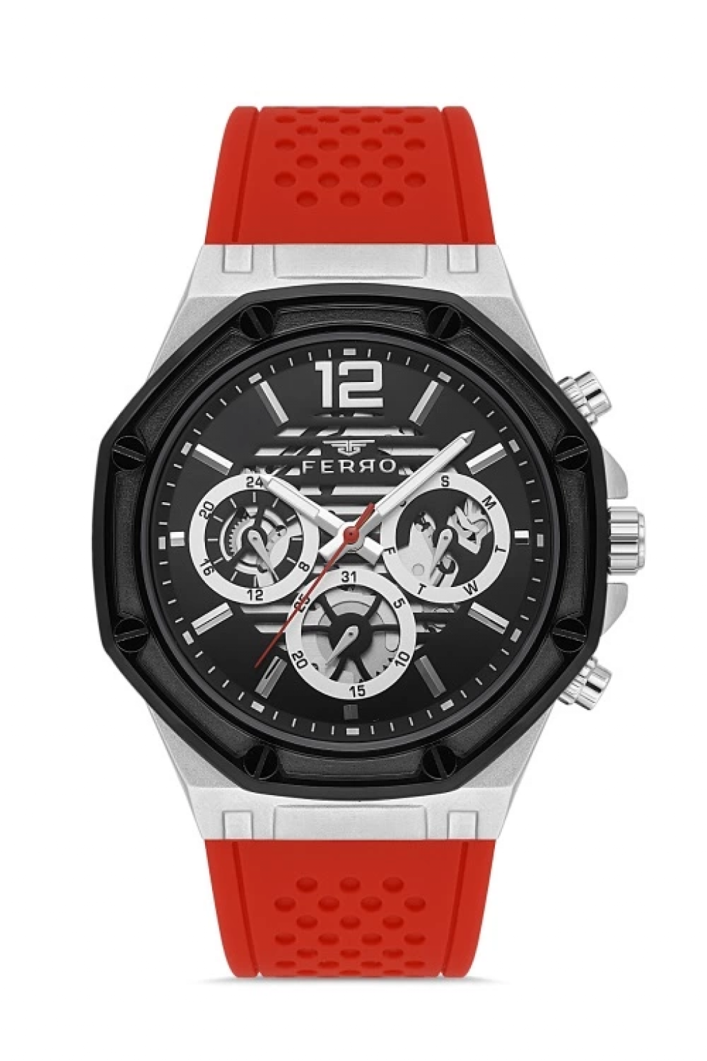 Ferro Red Silicone Band Men's Wristwatch FM31398A-J8