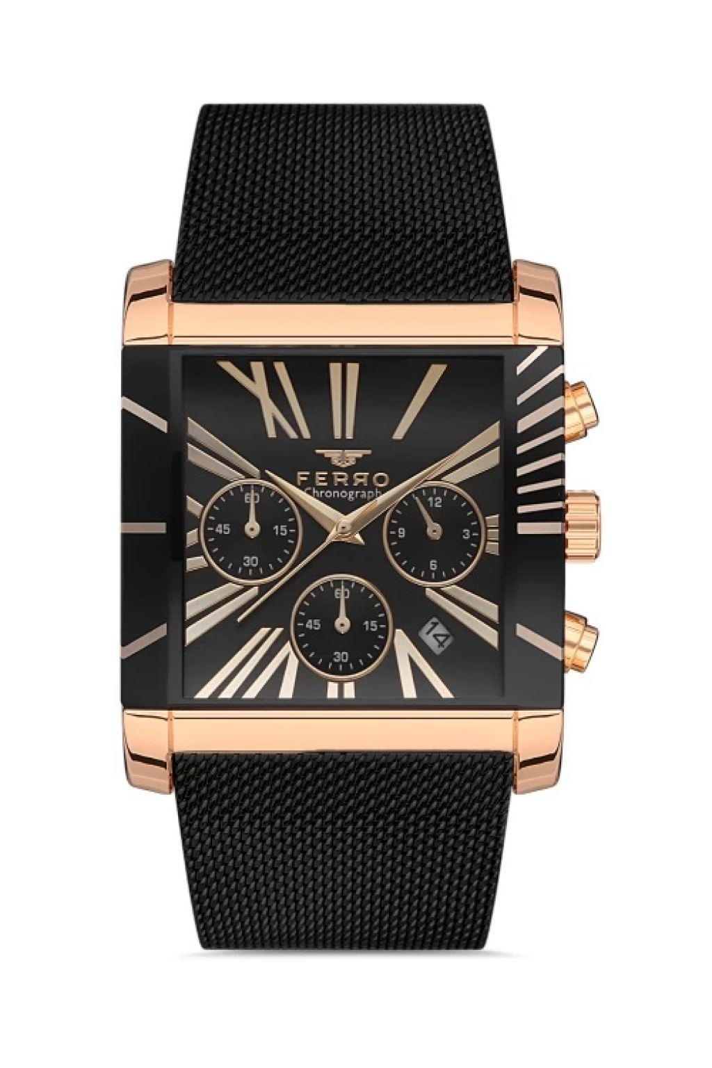 Ferro Black Mesh Strap Men's Wristwatch FM41292C-R