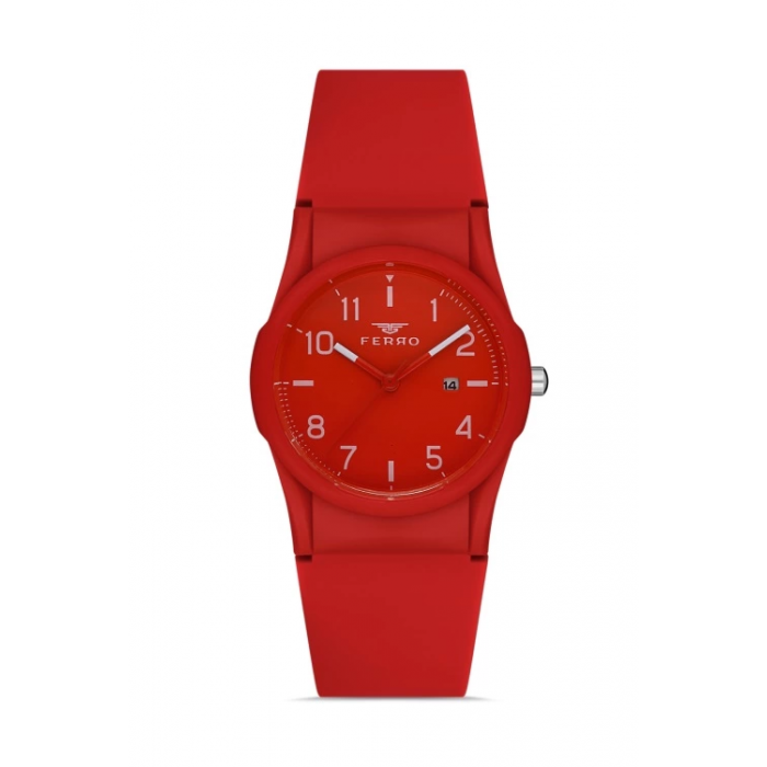 Ferro Red Silicone Band Women's Wristwatch FL21341D-ZM