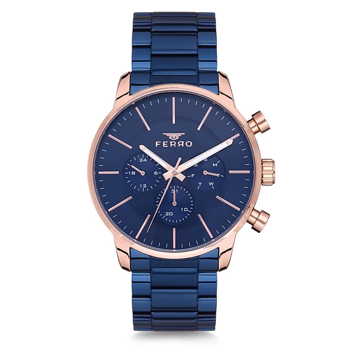 Ferro Lacivert Celik Kordon Erkek Kol Saati FM3774A-T