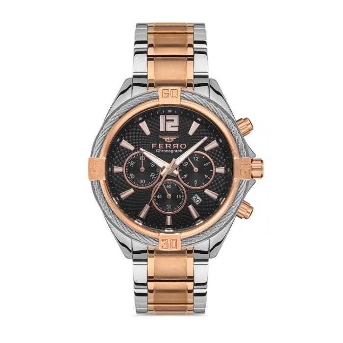 Ferro Rose ve Gümüş Çelik Kordon Erkek Kol Saati FM31248A-E2 | Ferro