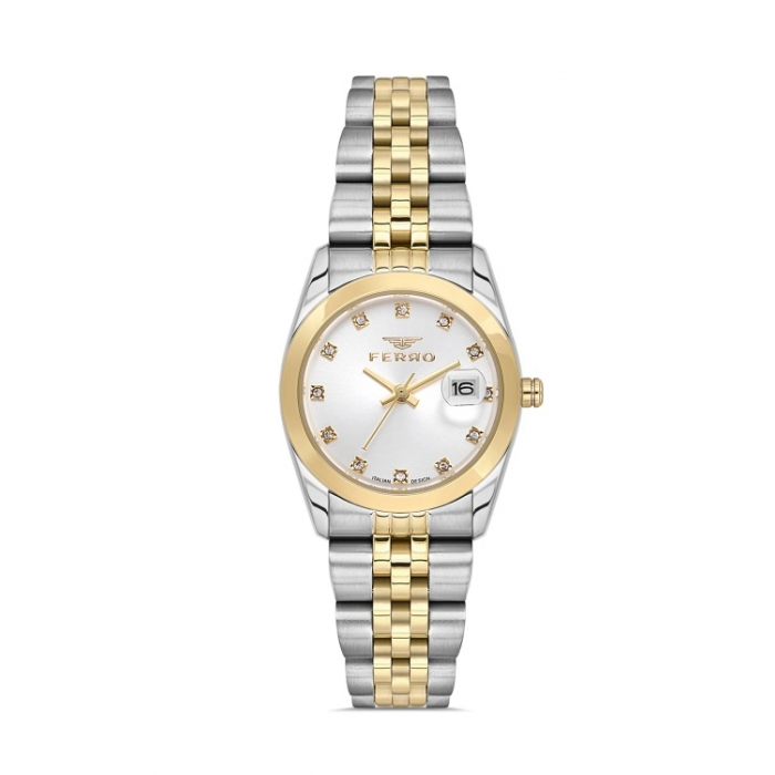 Ferro Sarı ve Gümüş Çelik Kordon Kadın Kol Saati FL21519A-D 3 ATM Su ...