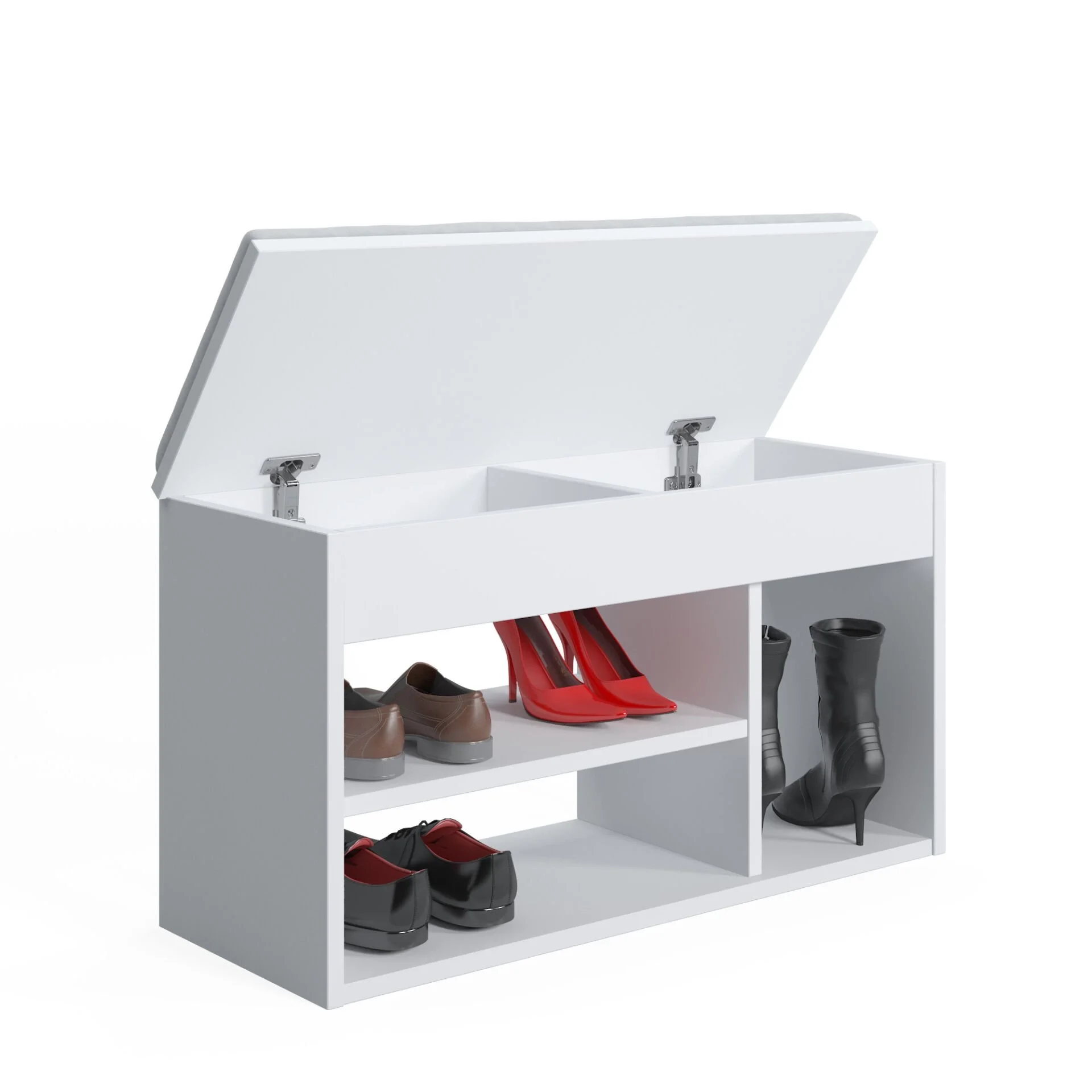 Pera Cushioned Shoe Cabinet White