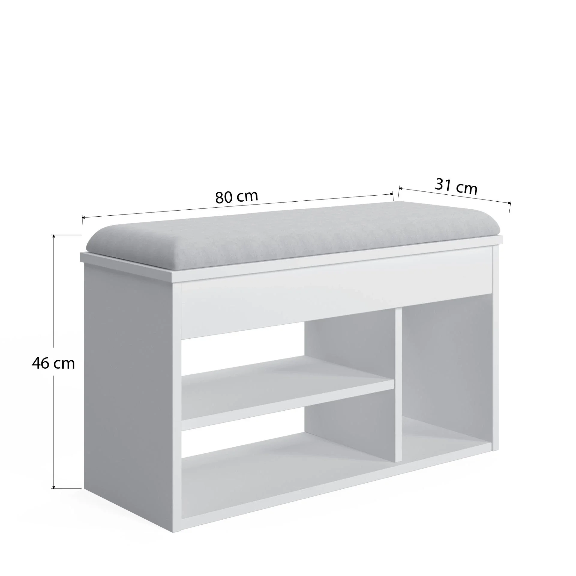 Pera Cushioned Shoe Cabinet White