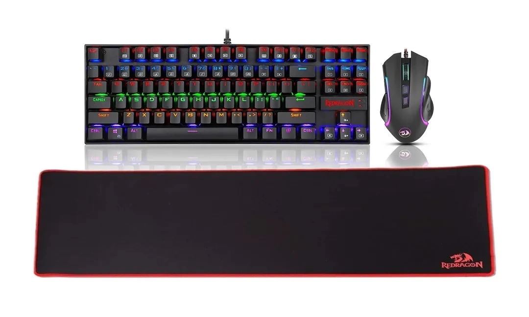 REDRAGON S116 MOUSE+MECHANICAL RED SWITCH US KEYBOARD+MOUSEPAD COMBO)
