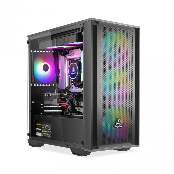 Kasa Segotep Gank 240-S Siyah 650W 80+ Midi Tower Kasa (ARGB Fan)