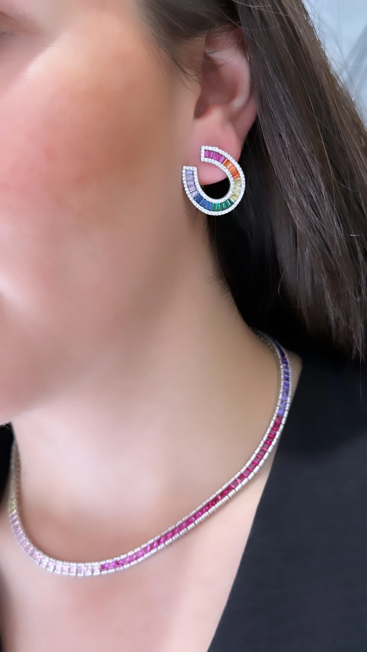 Rainbow Prenses Suyolu Taşlı Gerdanlık Kolye