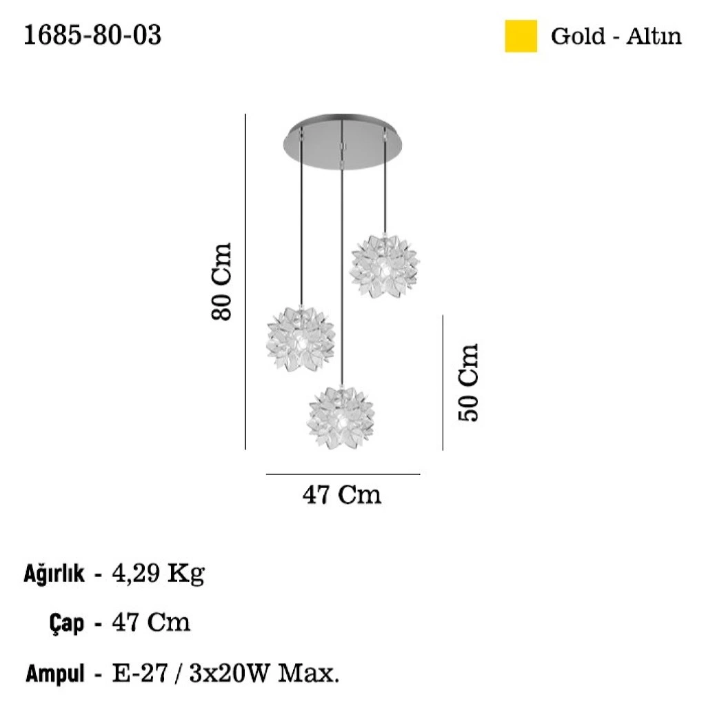 ROZERA 3 LU ALTIN 3 LU AVIZE 3XE27
