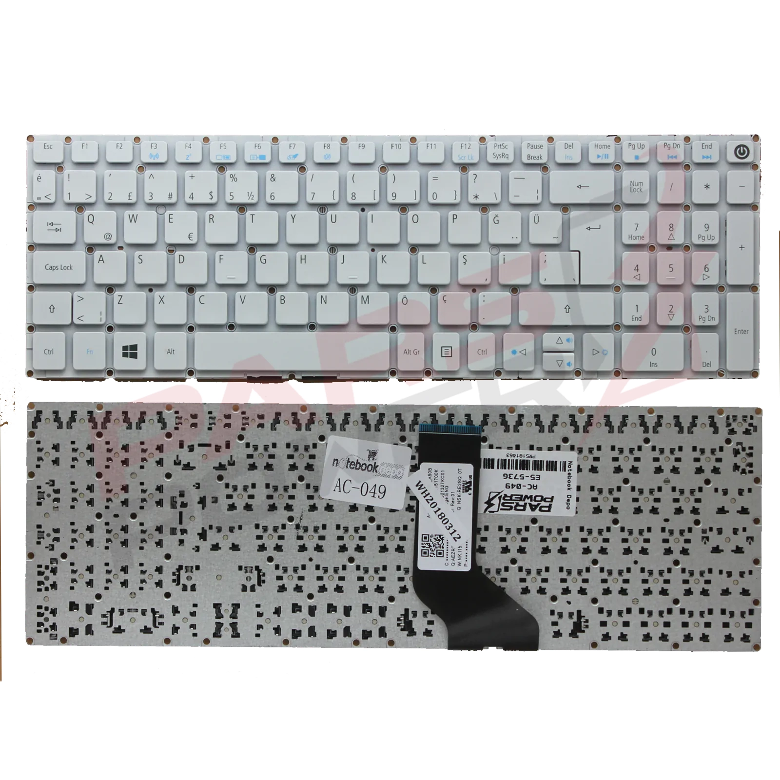 Acer Aspire ES1-523-24VJ, ES1-523-24VX Notebook Klavye (Beyaz TR) Satın ...