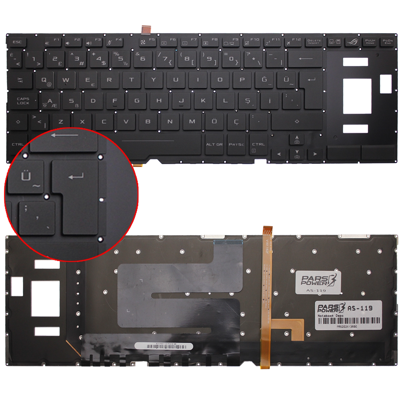 Asus Rog Zephyrus S GX501V, GX501G, GX501GI Klavye Işıklı (Siyah TR ...